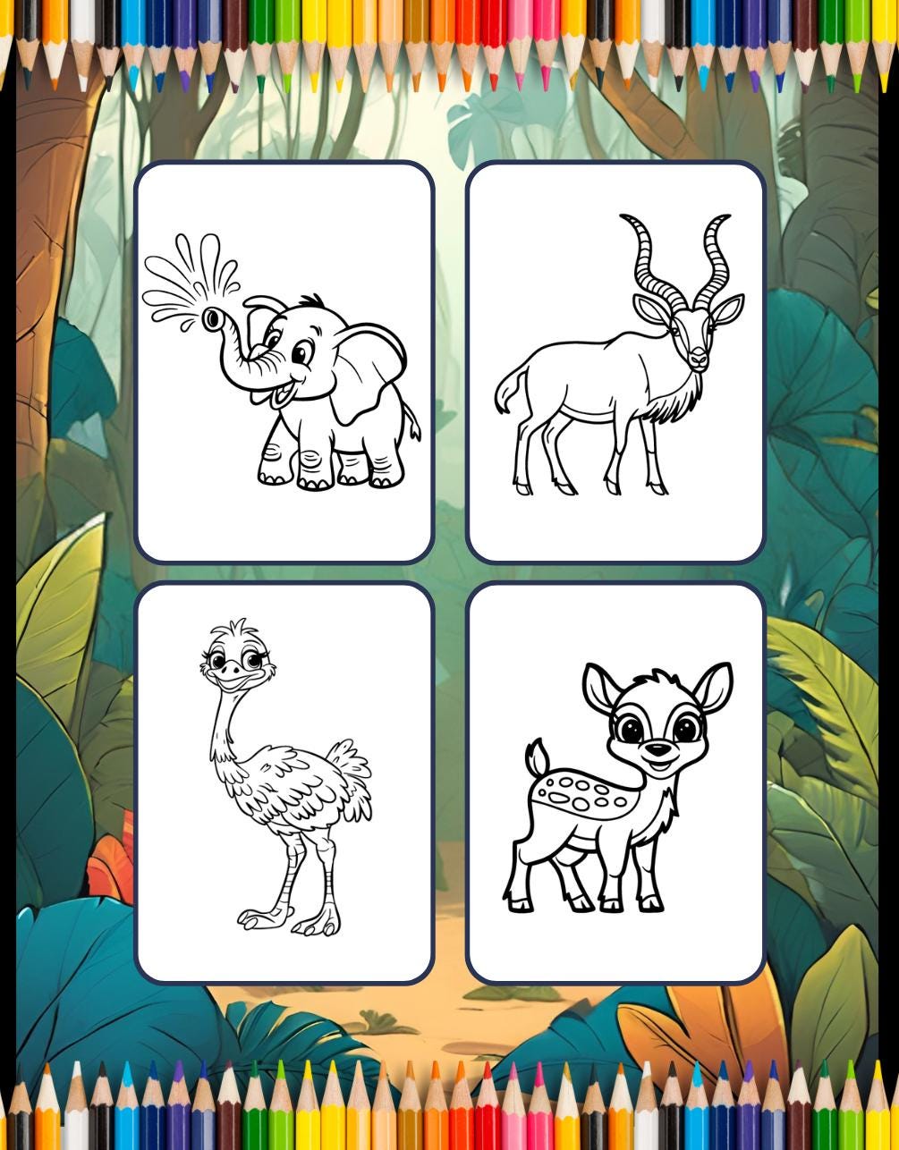 50 Pages Bold and Easy Zoo Animal Coloring Book Gift for Adults Kids ...