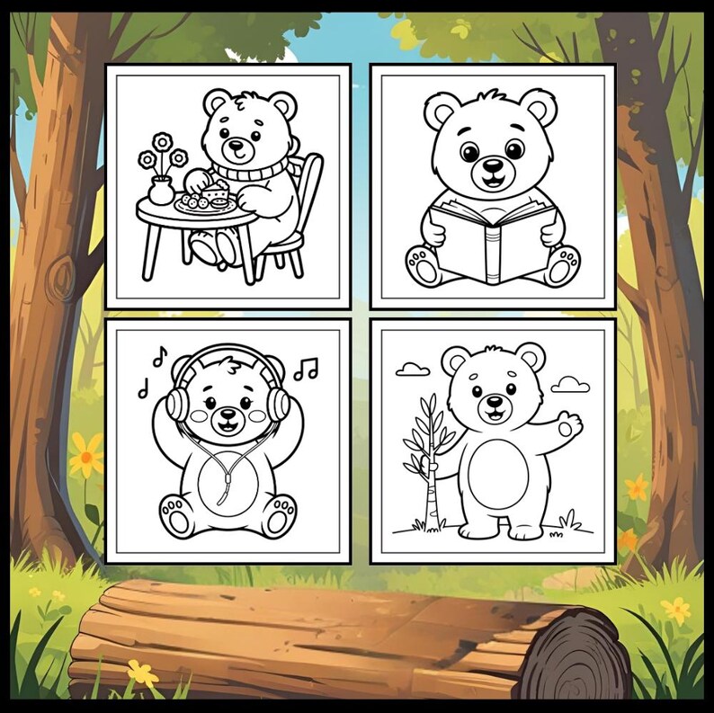 Cute Brown Bear Coloring Book Gift for Adults Kids Men Women Young Boys ...