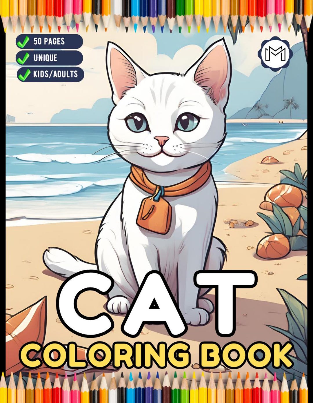 50 Pages Cute Cozy Cat Kitten Kitty Coloring Book Gift for Cat Lover ...