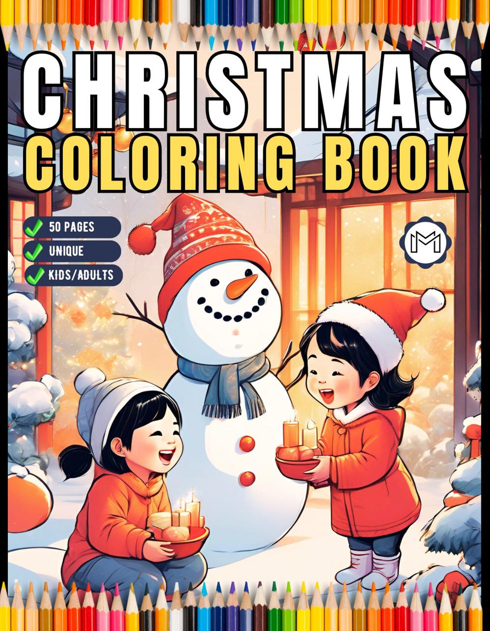 50 Pages Christmas Coloring Book Gift for Adults Men Women Kids Boys ...