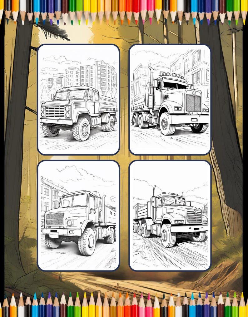 50 Pages Construction Vehicle Coloring Book Gift for Men Women Adults ...