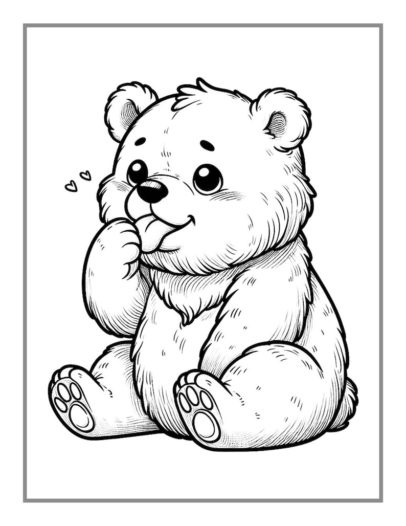 50 Pages Cute Teddy Bear Coloring Book Gift for Adults Kids Men Women ...