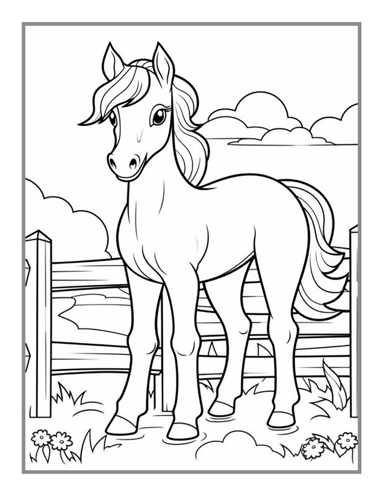 50 Pages Horse Coloring Book Gift for Adults Kids Men Women Kids Boys ...