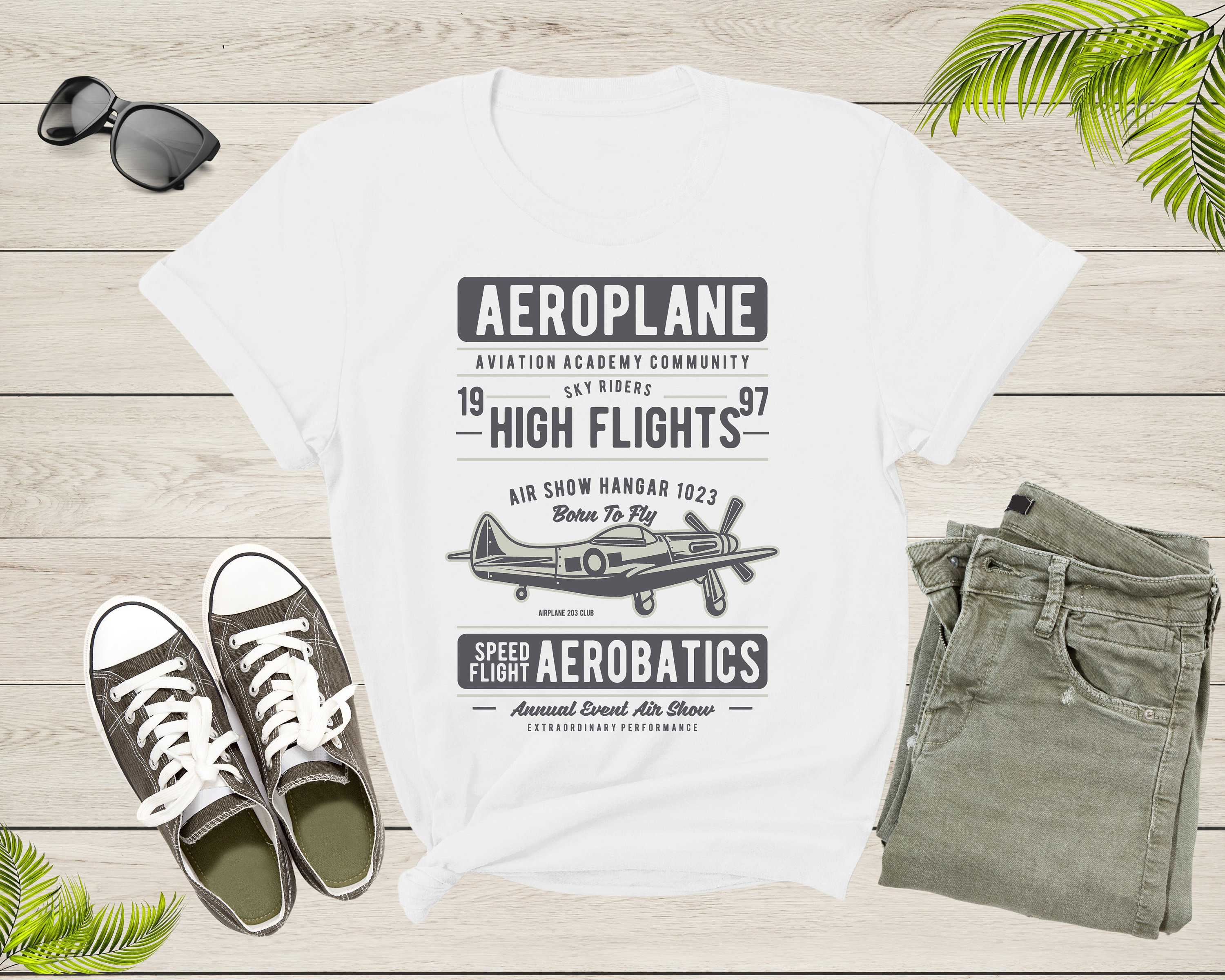 Aeroplane Airplane Aviation Sky Riders Aerobatics Plane Fly T-shirt ...