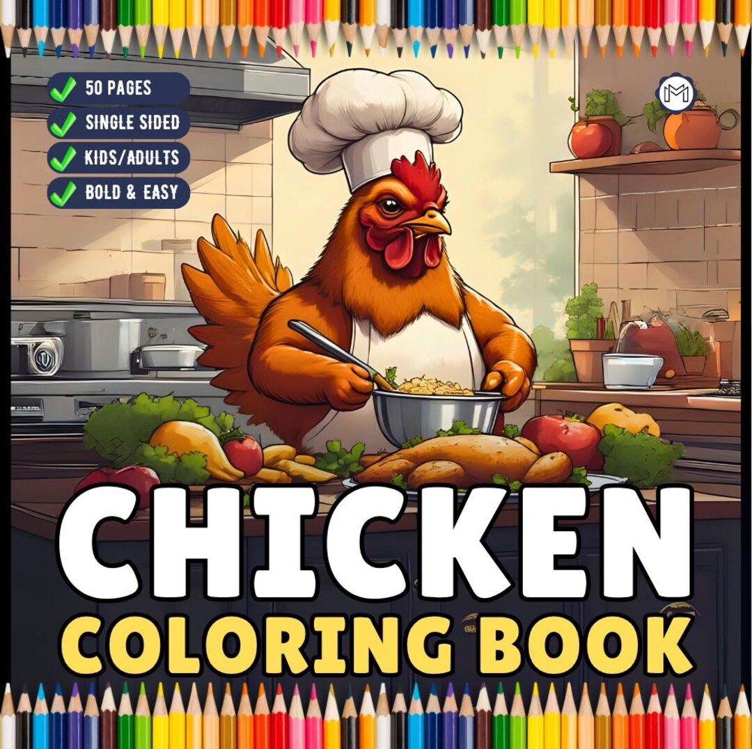 Cute Funny Chicken Coloring Book Gift for Adults Kids Boys Girls Teens ...