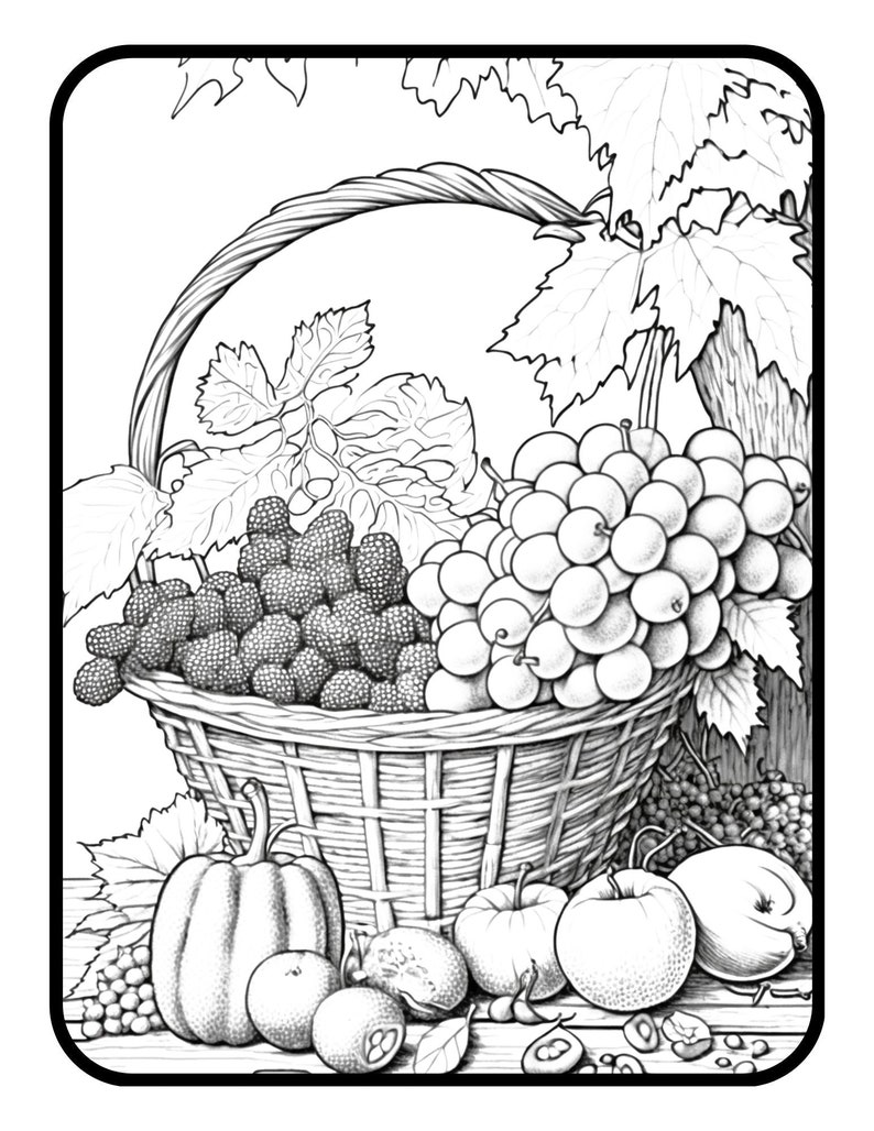 Fruit Coloring Book for Adults Kids Boys Girls 50 Pages Tropical Fruits ...