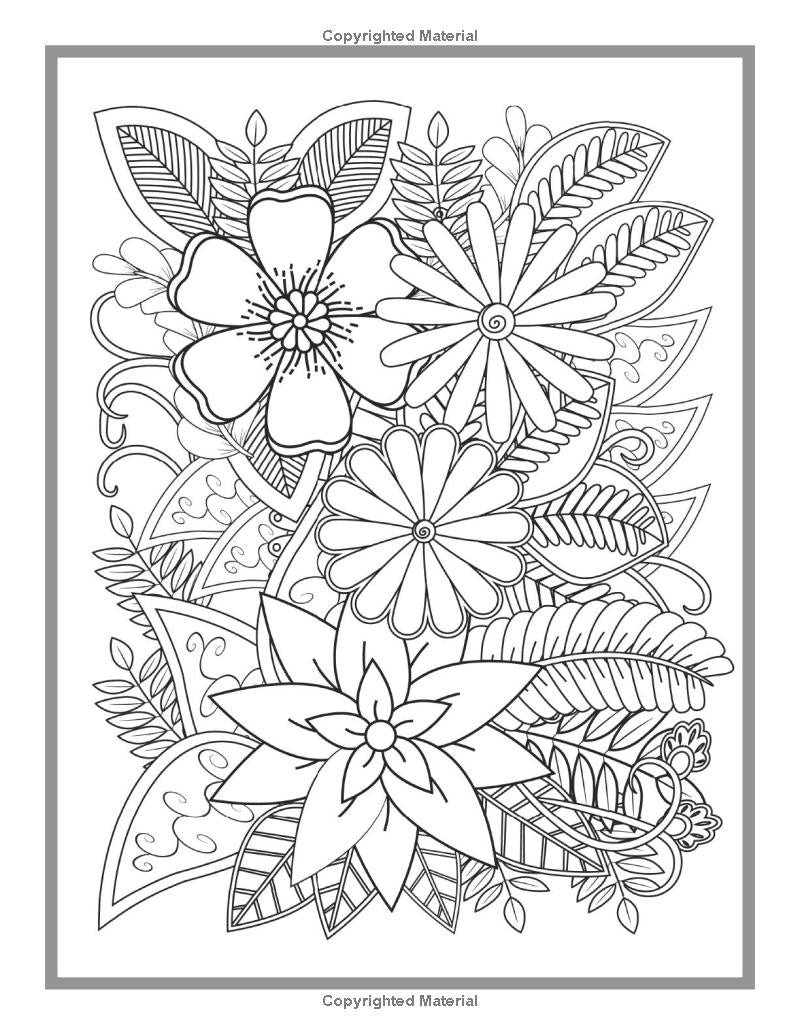 50 Pages Floral Zentangle Coloring Book Mandala Art Floral - Etsy