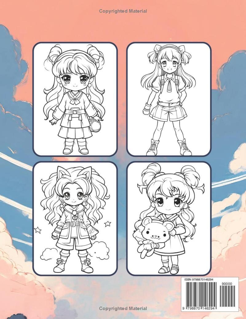 Anime Girl Coloring Book for Adults Kids Girls Boys Gift Anime Girl ...