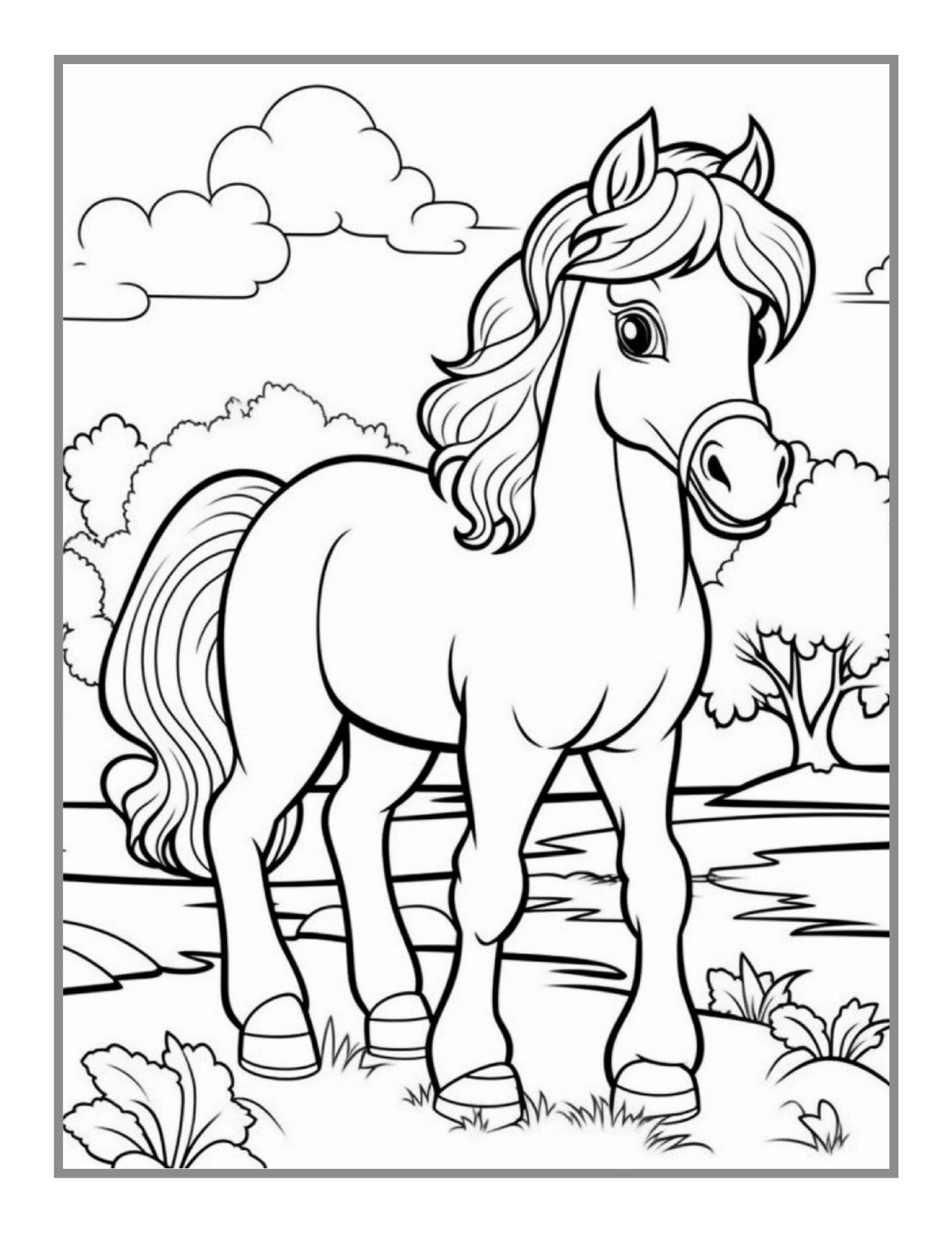 50 Pages Horse Coloring Book Gift for Adults Kids Men Women Kids Boys ...