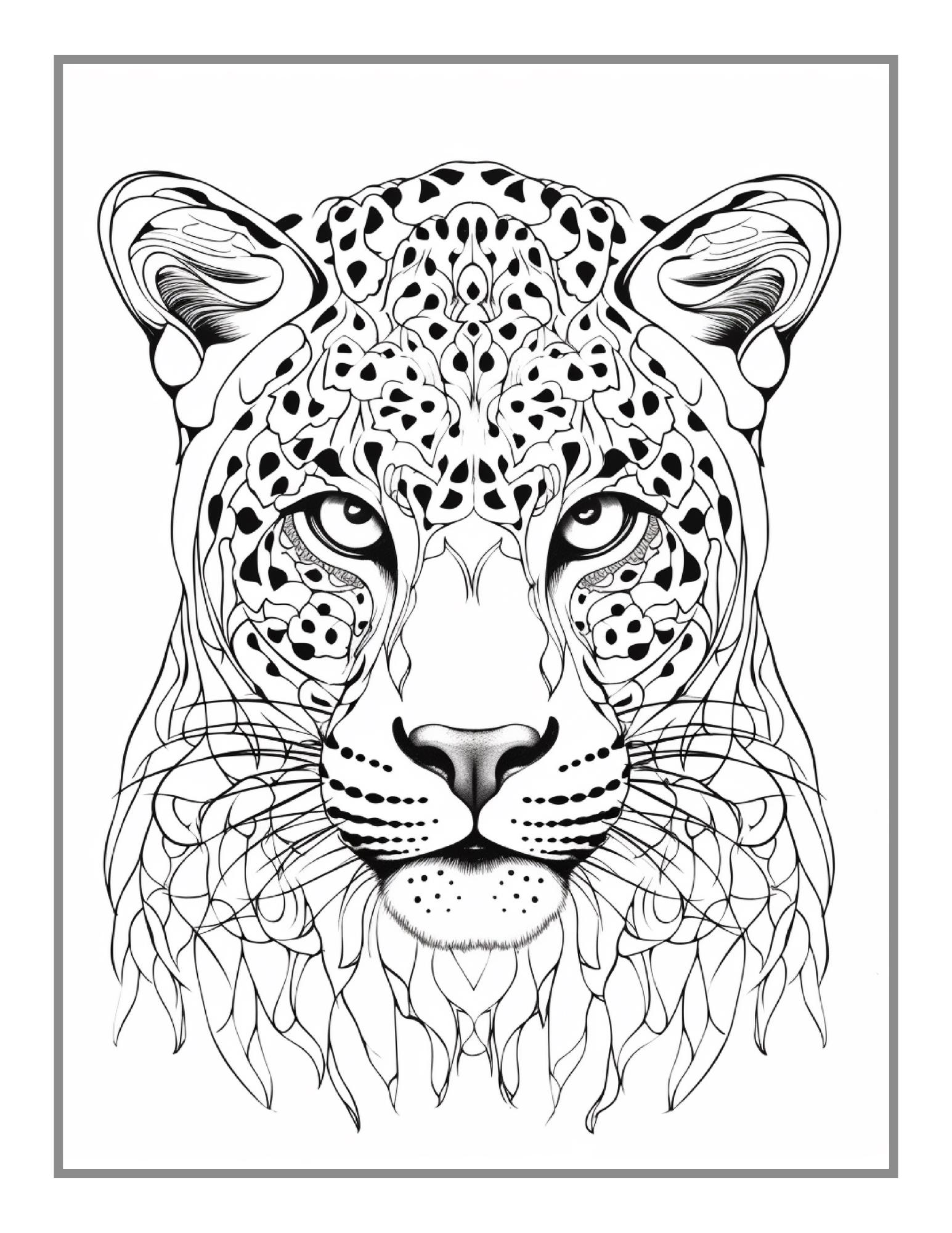 50 Pages Bold and Easy Leopard Animal Mandala Coloring Book Gift for ...