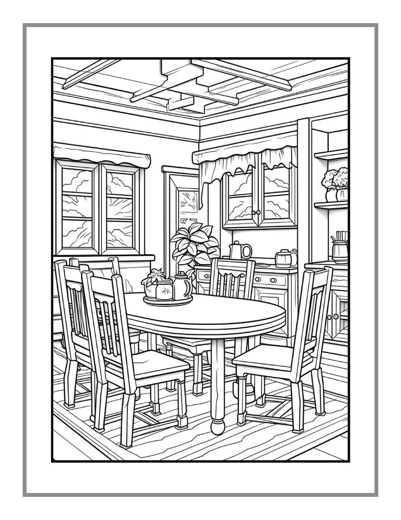 50 Pages Interior Design Cute Cozy Room Coloring Book Birthday Gift for ...