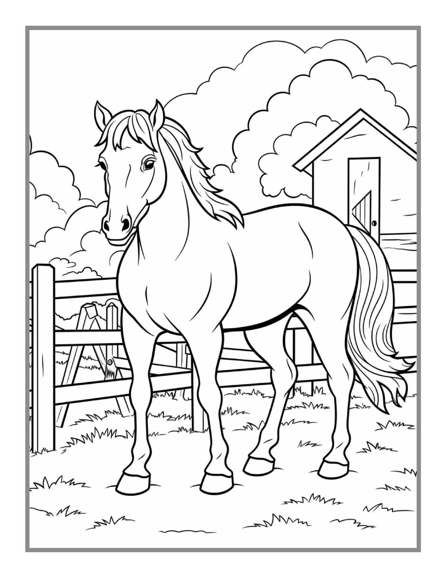 50 Pages Horse Coloring Book Gift for Adults Kids Men Women Kids Boys ...