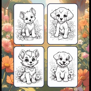 50 Pages Cute Dog Puppy Lover Coloring Book Gift for Adults Kids Boys ...