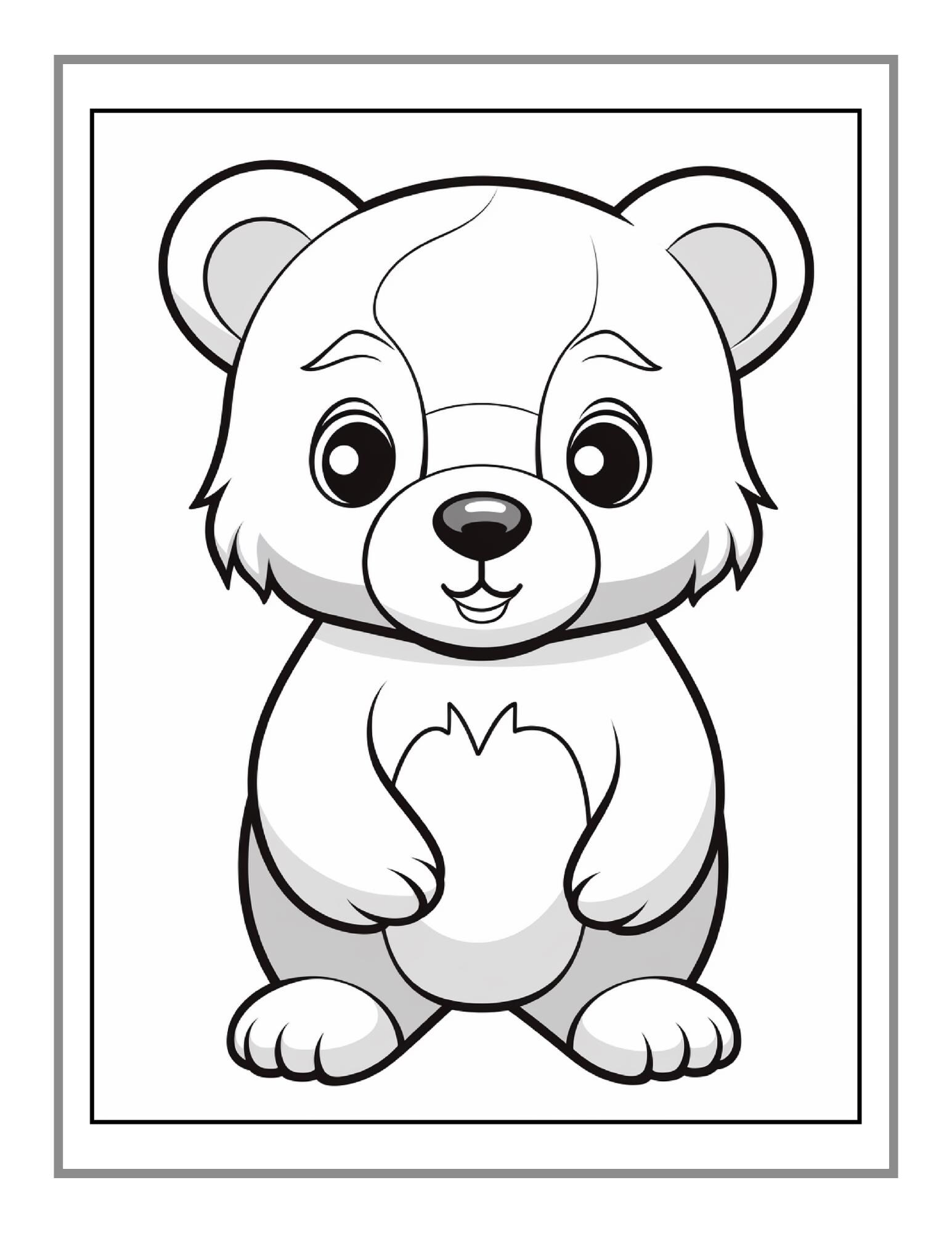50 Pages Cute Teddy Bear Coloring Book Gift for Adults Kids Men Women ...