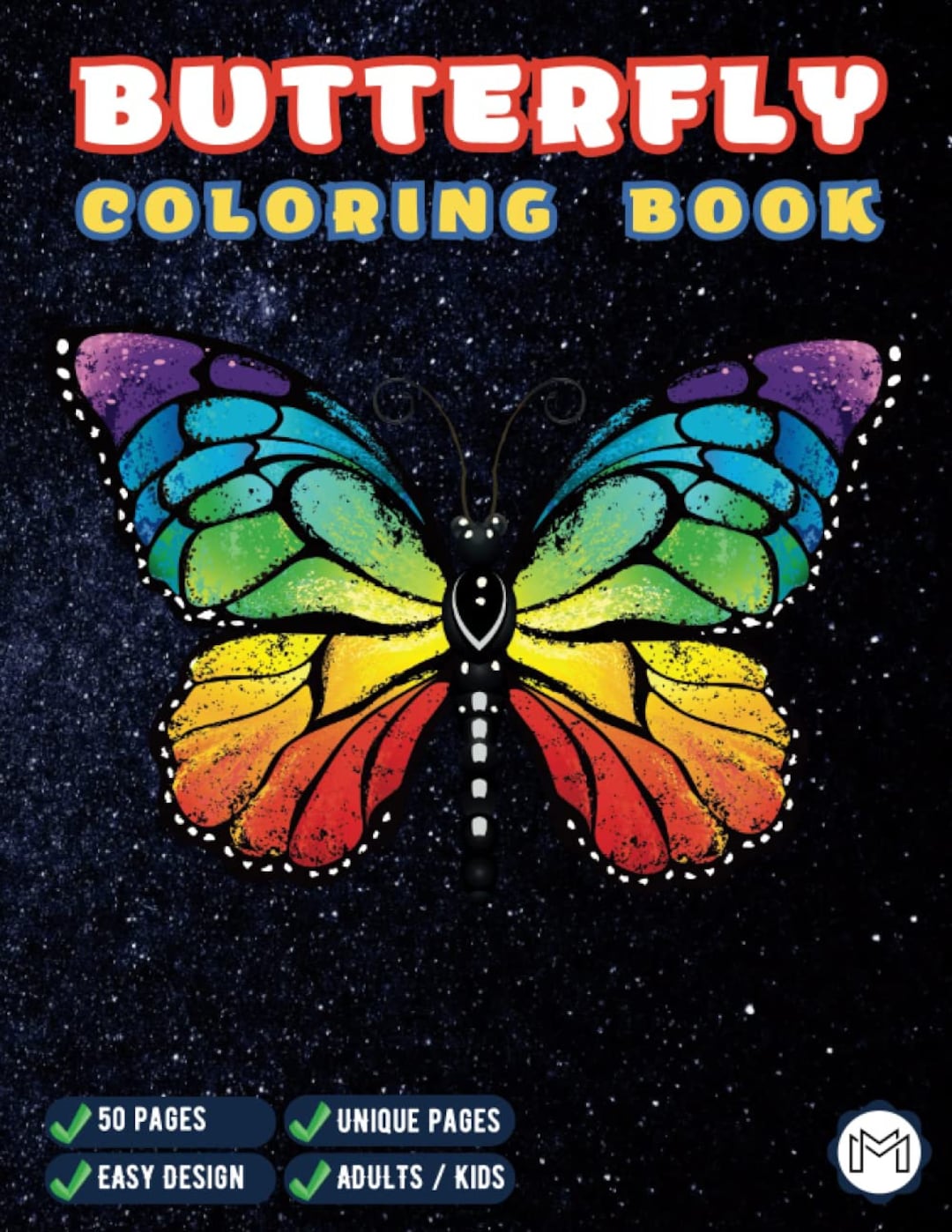 Beautiful Butterfly Coloring Book for Adults Kids 50 Pages Coloring ...