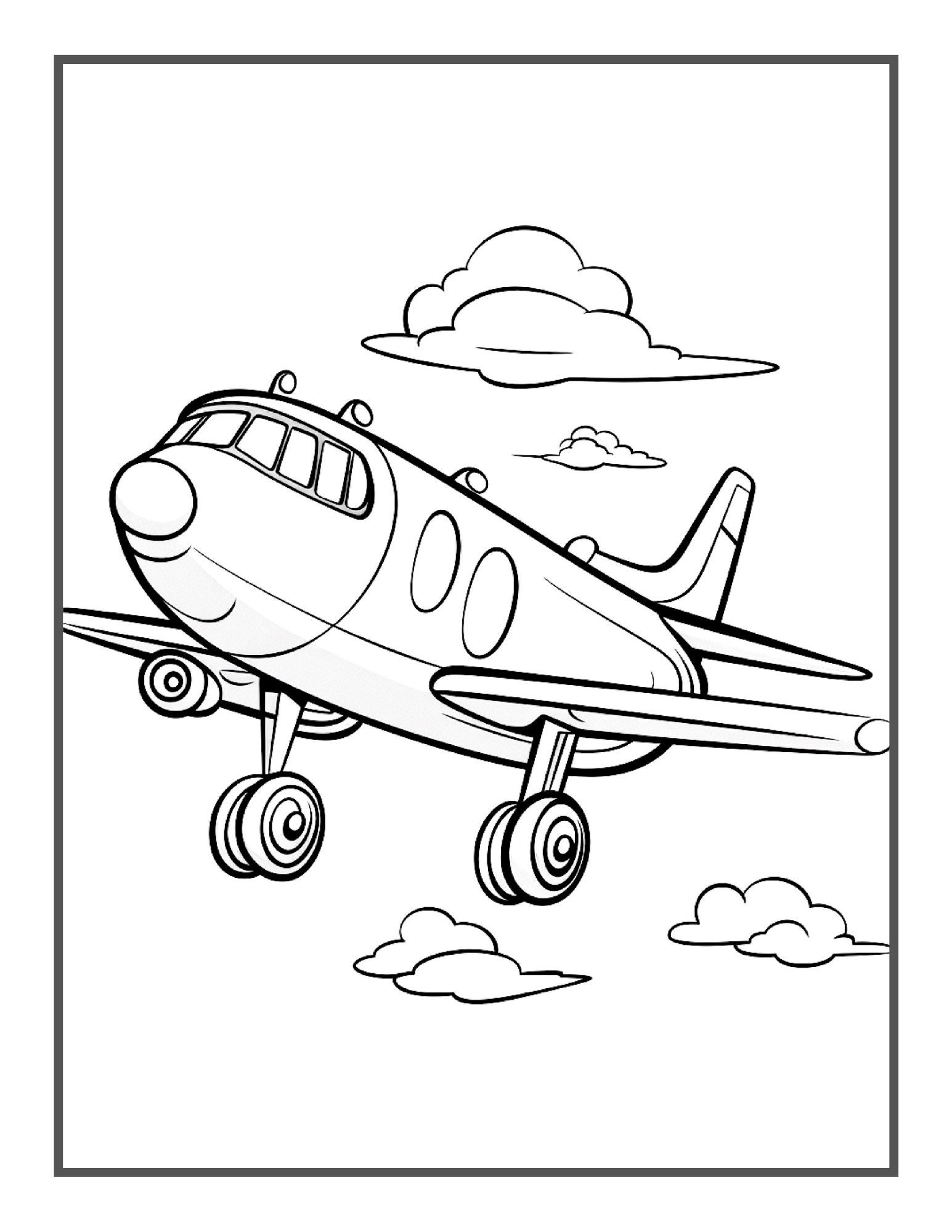 50 Pages Cute Airplane Coloring Book Gift for Kids Boys Girls Teens ...