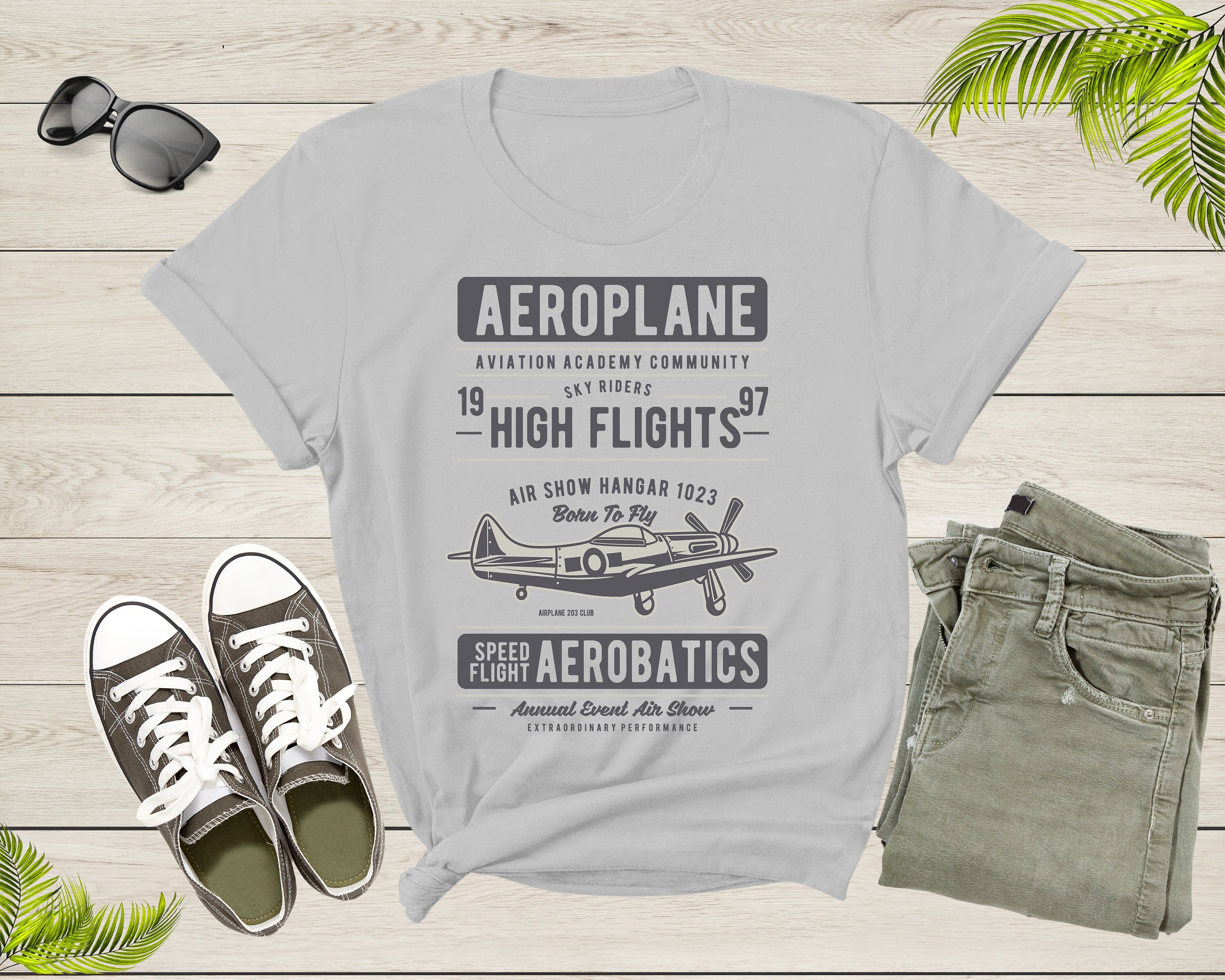 Aeroplane Airplane Aviation Sky Riders Aerobatics Plane Fly T-shirt ...