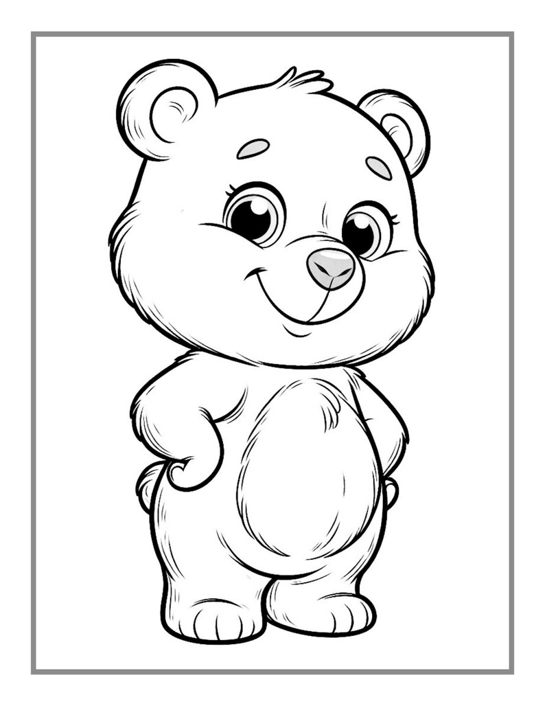 50 Pages Cute Teddy Bear Coloring Book Gift for Adults Kids Men Women ...