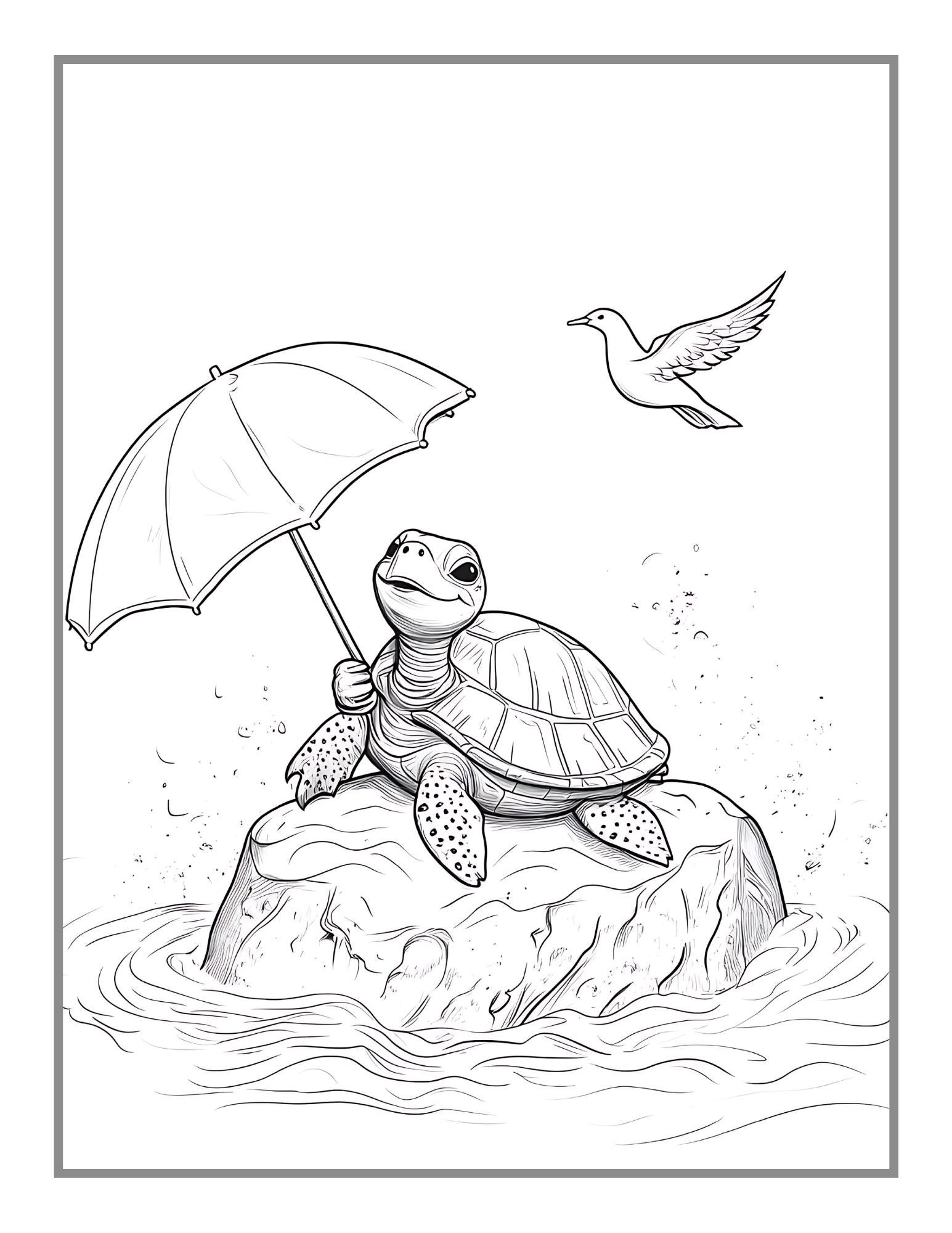 50 Pages Cute Sea Turtle Coloring Book Gift for Adults Kids Men Women ...