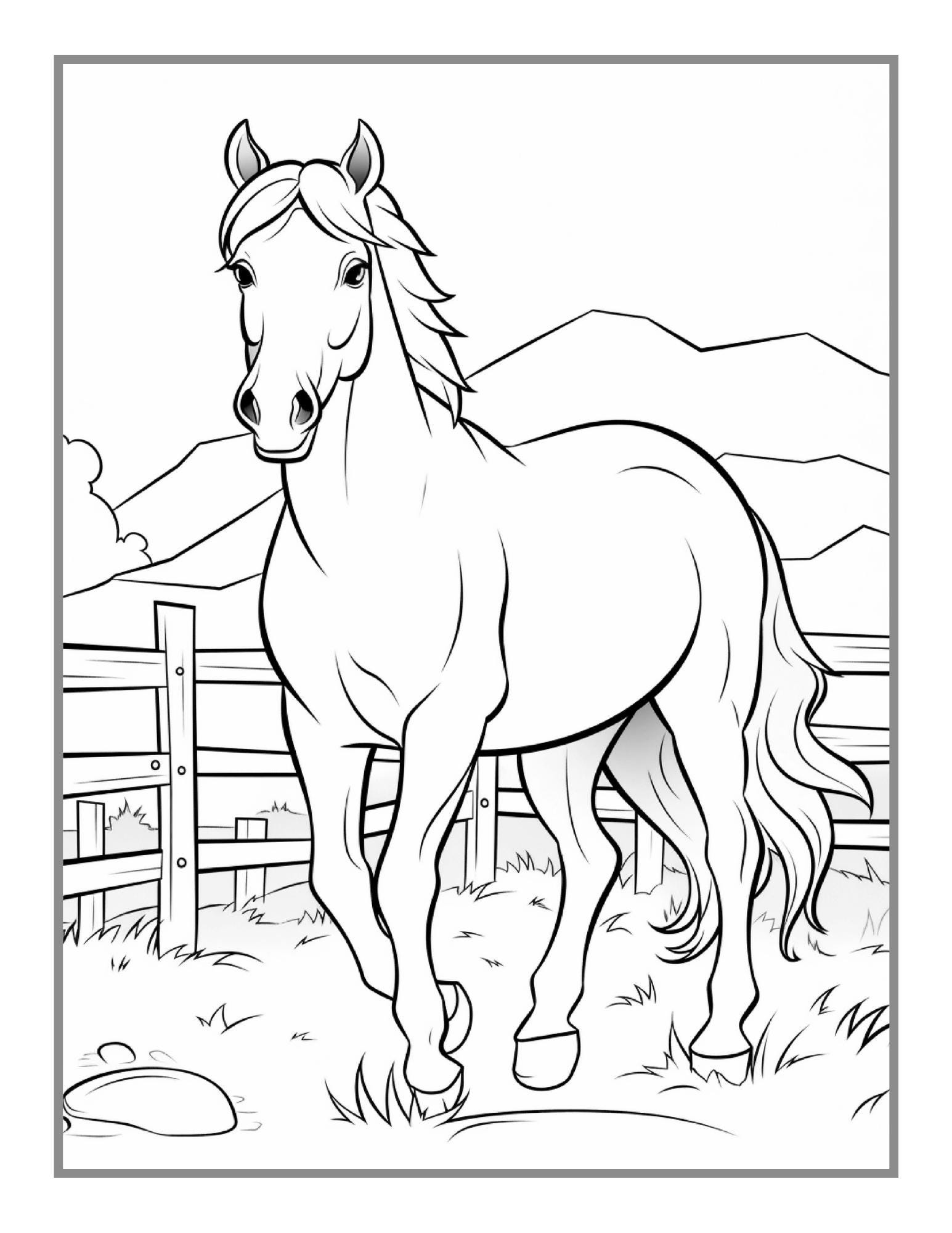 50 Pages Horse Coloring Book Gift for Adults Kids Men Women Kids Boys ...