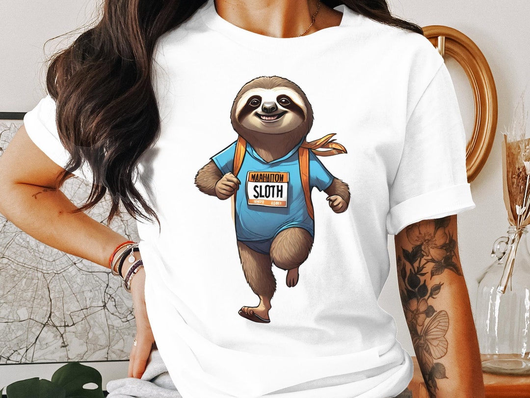 Funny Marathon Runner Running Sloth Animal Gift Men Women T-shirt ...