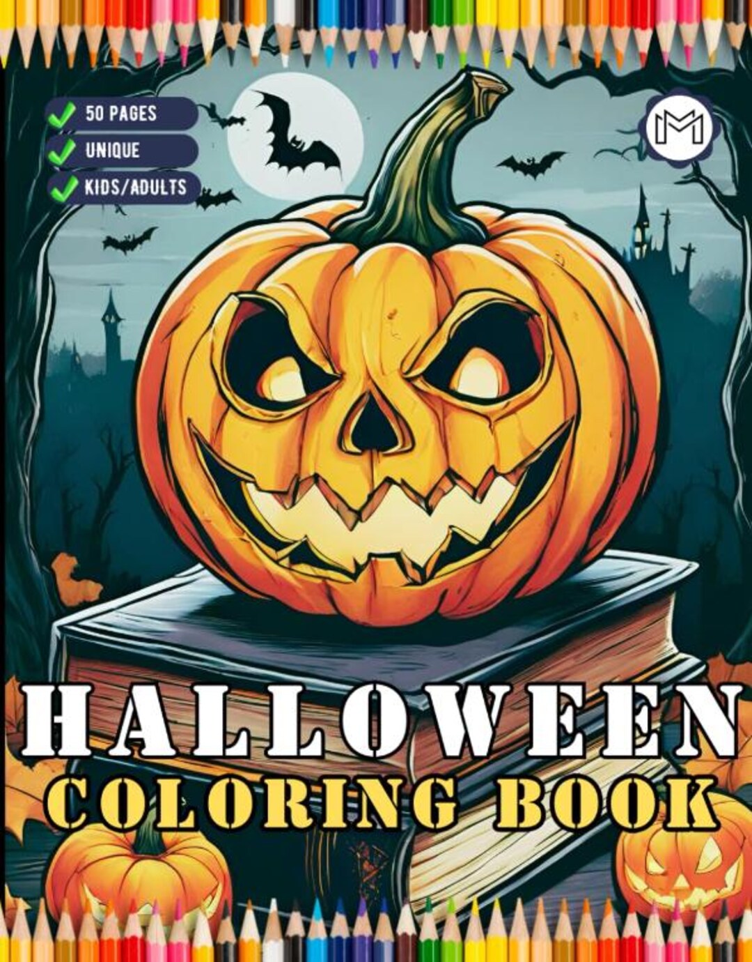 50 Pages Ghost Halloween Coloring Book for Kids and Adults Coloring ...