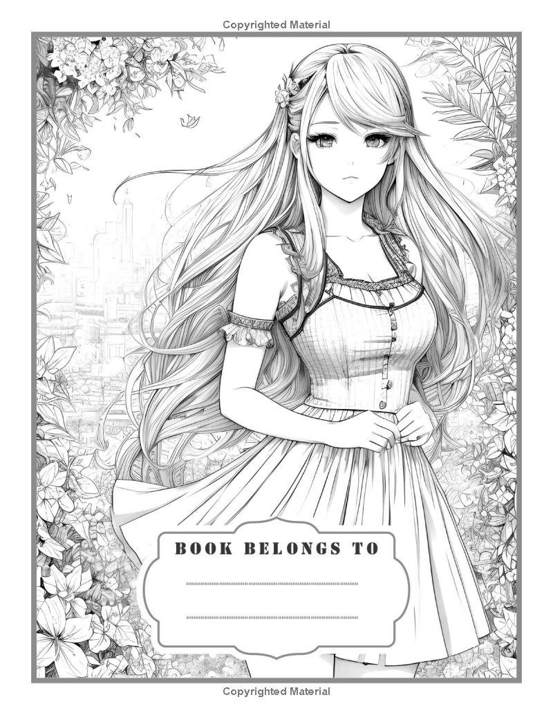 Anime Girl Coloring Book for Adults Kids Girls Boys Gift Anime Girl ...