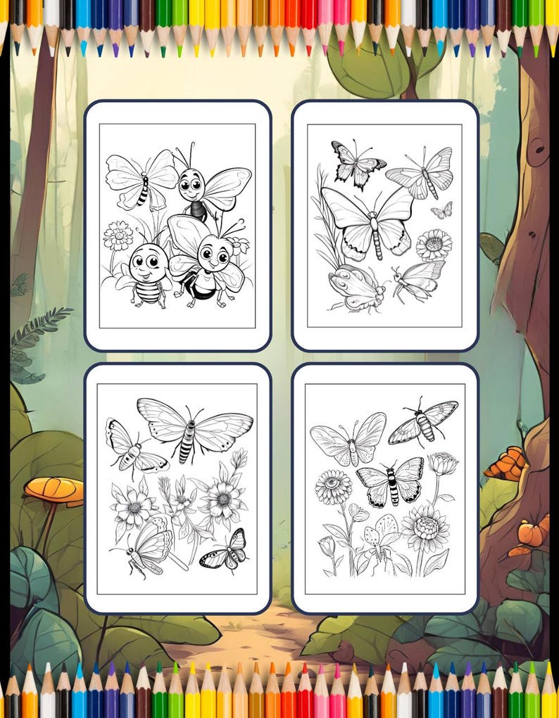 50 Pages Funny Cute Bugs and Insects Coloring Book for Adults Men Women ...