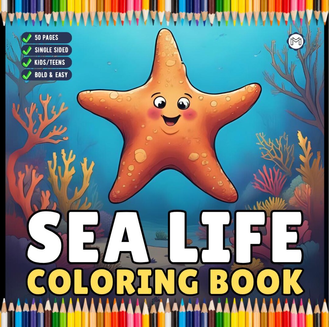Sea Life Coloring Book for Adults Kids Boys Girls Teens Single Sided ...