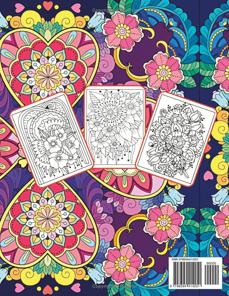 50 Pages Floral Zentangle Coloring Book Mandala Art Floral Coloring ...