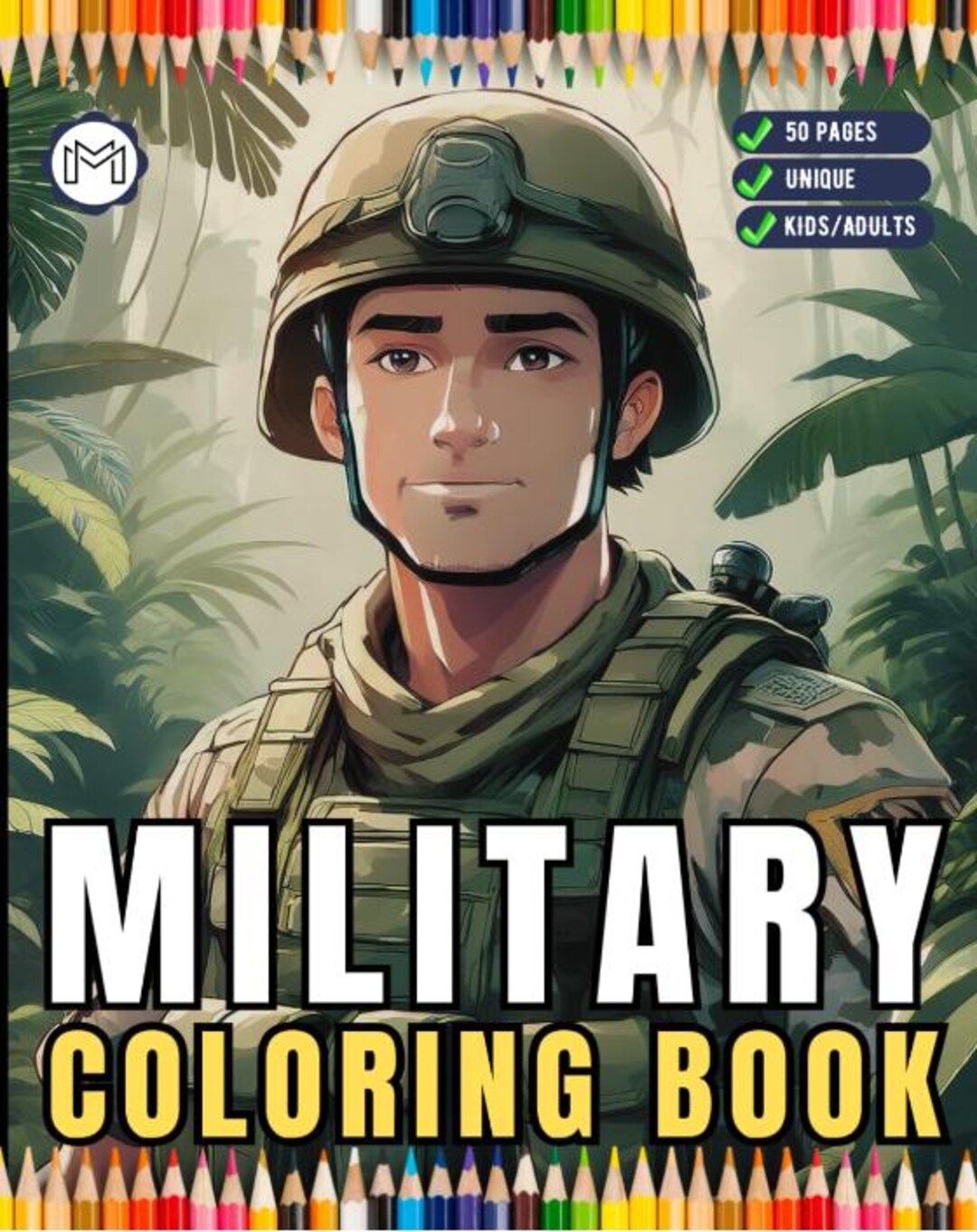 50 Pages Military Army Soldier Coloring Book for Adults Kids Boys Girls ...