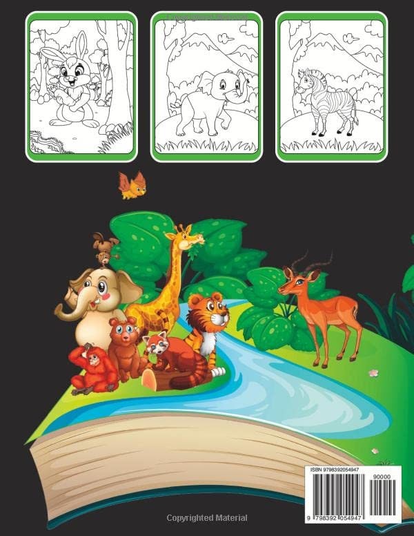 Happy Wild Animals Coloring Book for Kids Adults Zoo Animal Coloring ...