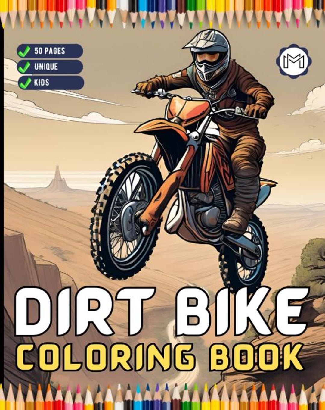 50 Pages Dirt Bike Motorcycle Coloring Book Gift for Adults Men Women ...