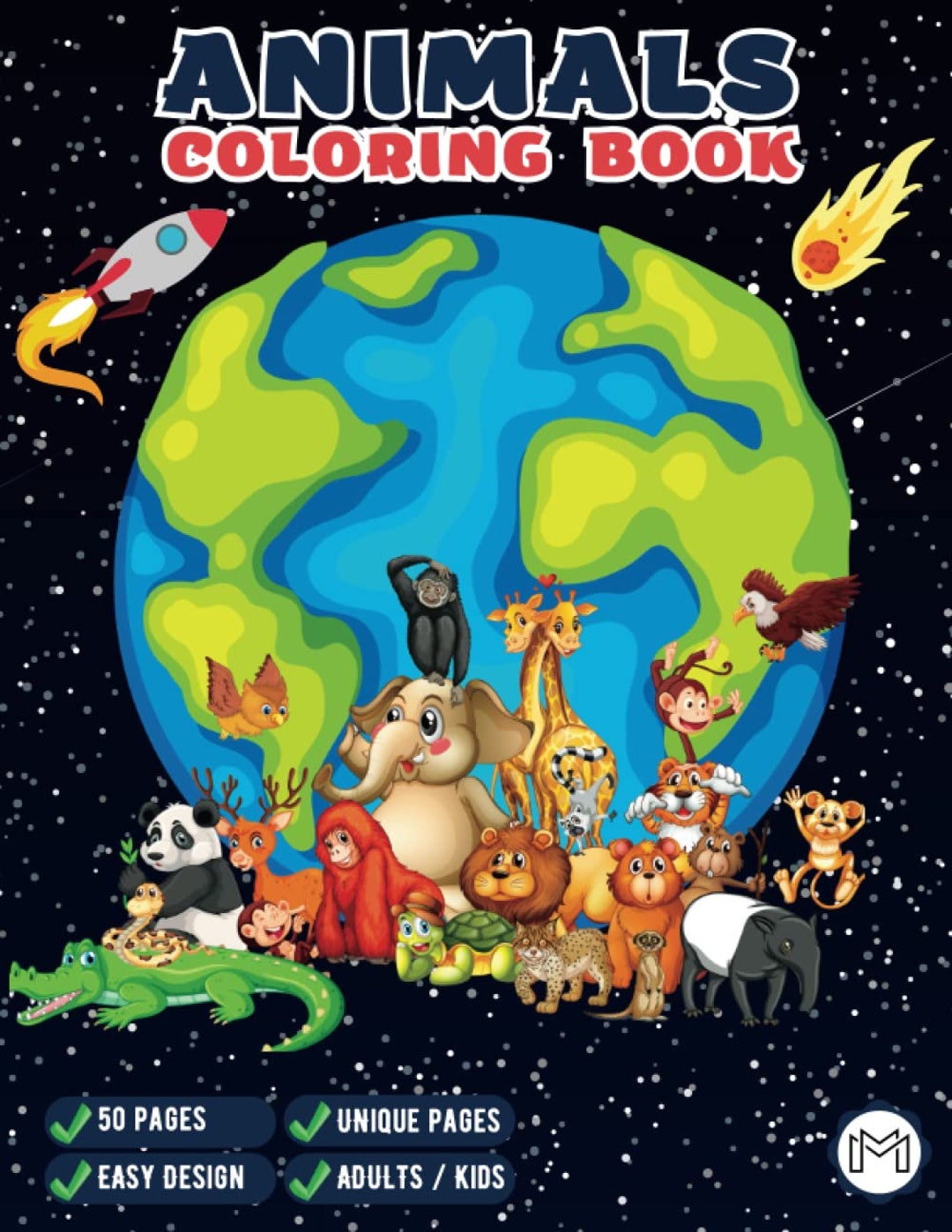 Happy Wild Animals Coloring Book for Kids Adults Zoo Animal Coloring ...