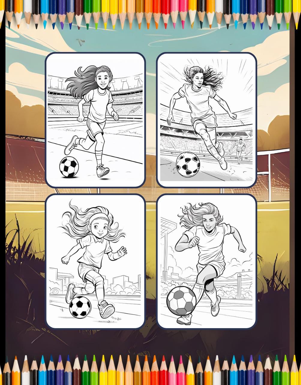 50 Pages Soccer Football Player Coloring Book Holiday Birthday Gift for ...