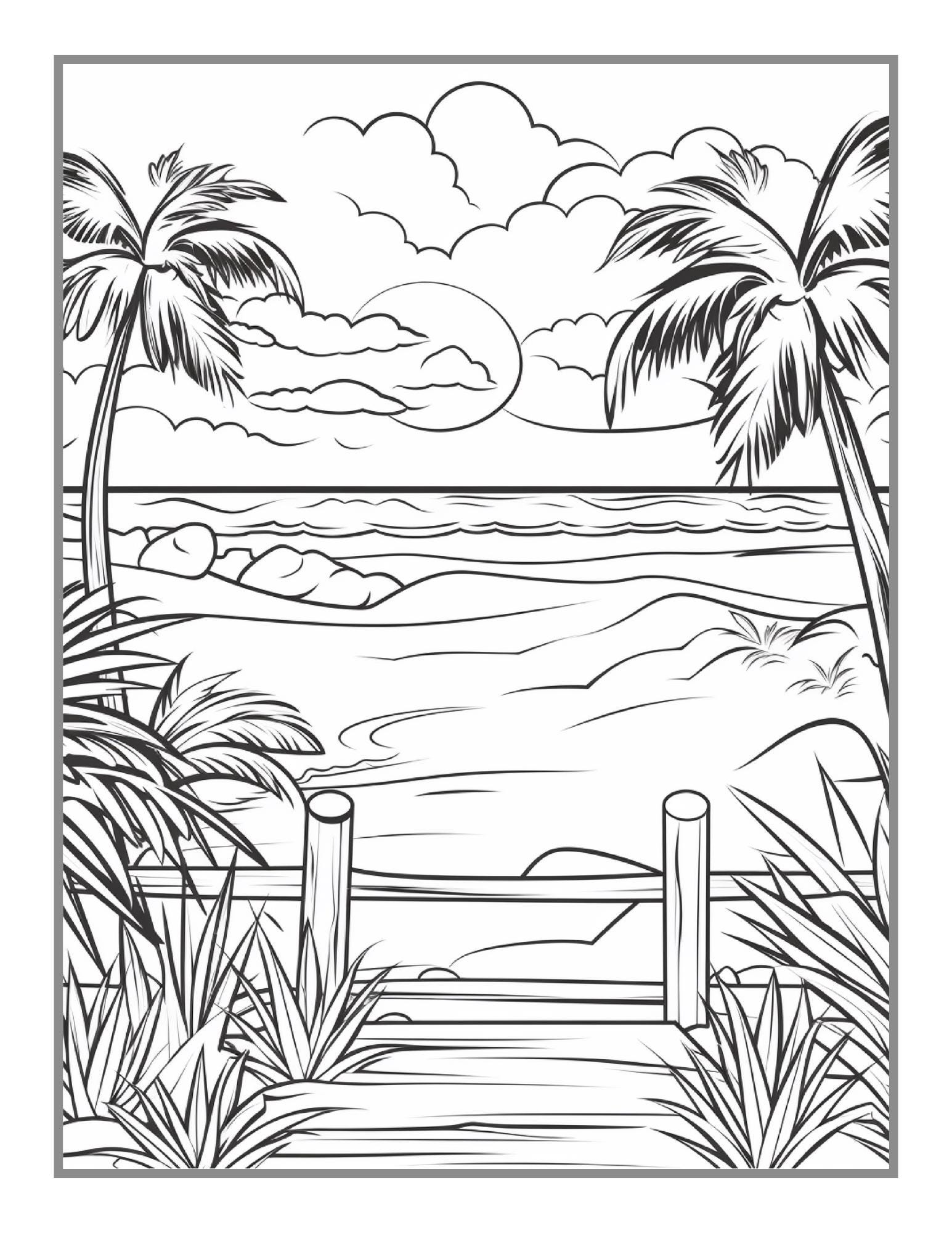 50 Pages Tropical Beach Homes Coloring Book Birthday Holiday Gift ...