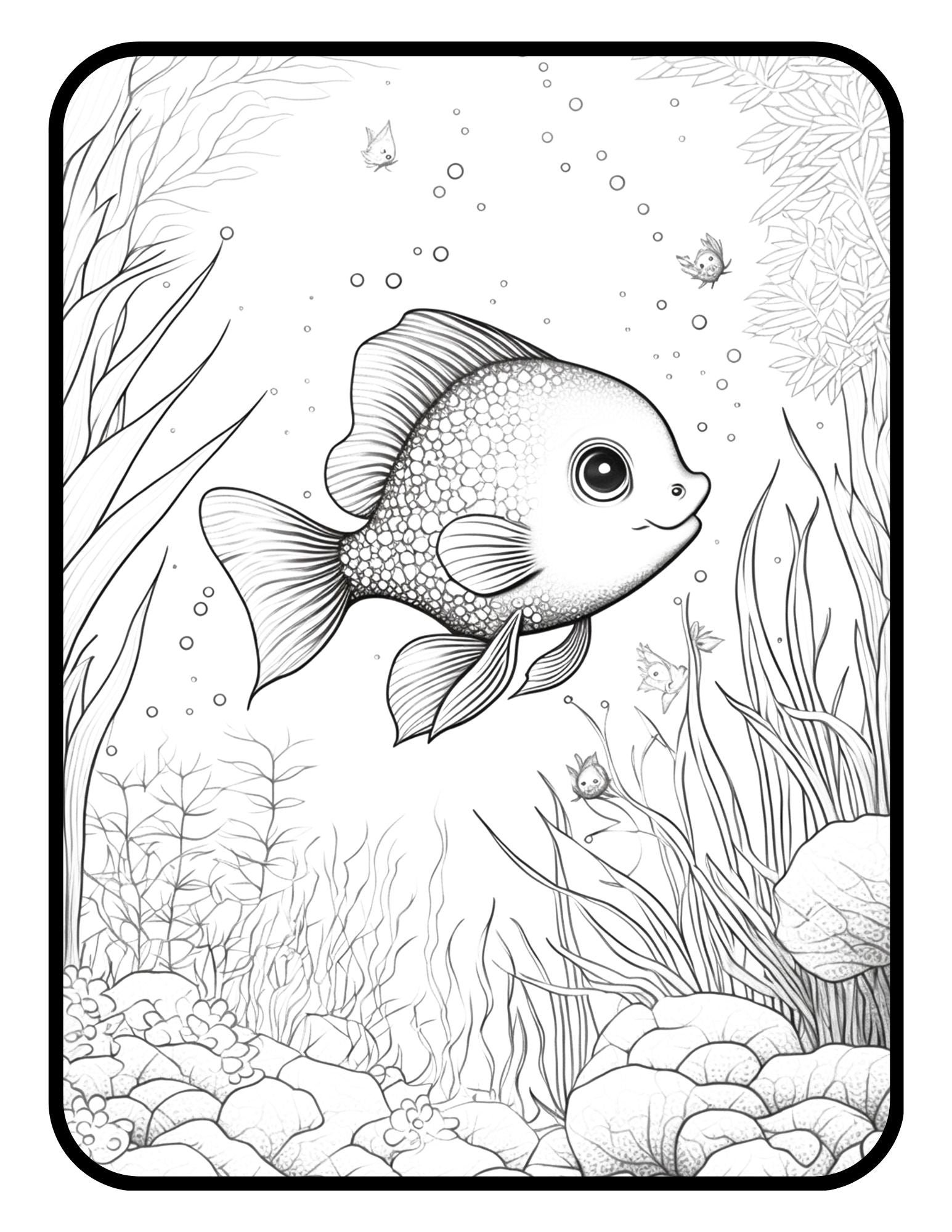 Fish Coloring Book for Kids and Adults Deep Sea Fish Unique Ocean Fresh ...