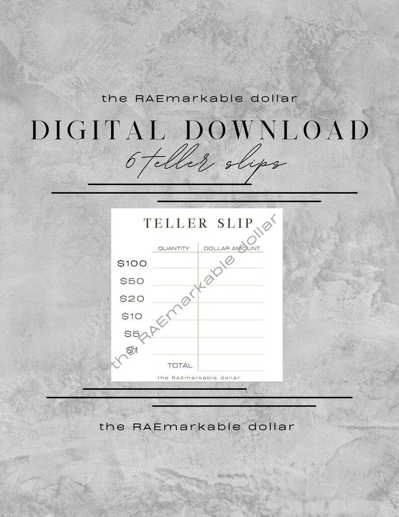 Printable Teller Slips Digital Download - Etsy