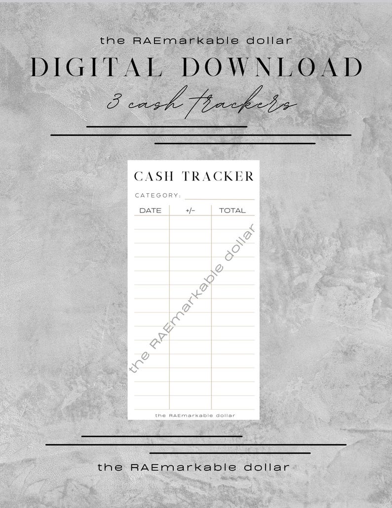 Printable Cash Trackers Digital Download - Etsy