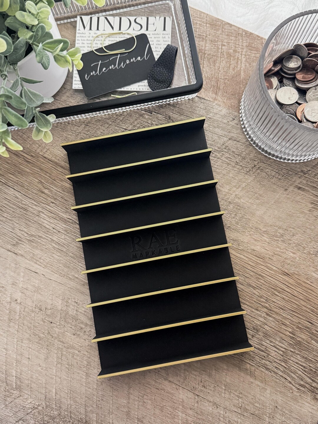 Luxury Cash Tray | 7-slot Cash Organizer | Black & Gold Cash Tray ...