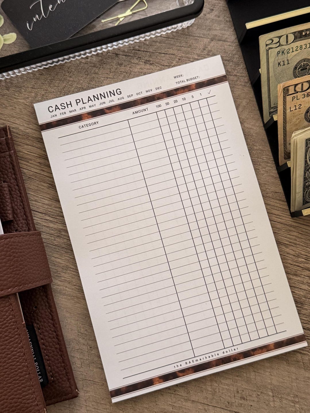 Brown Tortoise-shell Cash Planning Notepad | Tear-away Cash Budget Pad ...