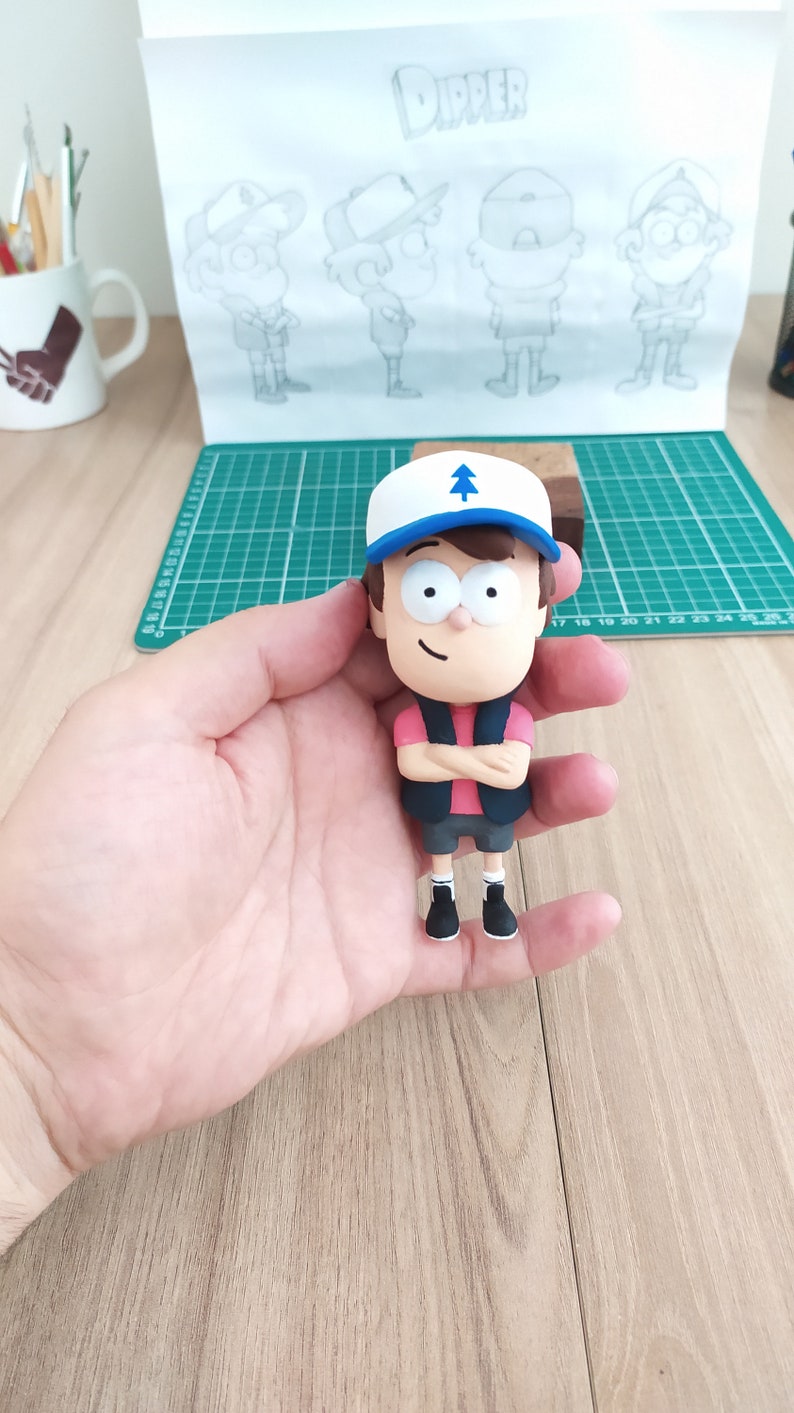 Gravity Falls Dipper Pines Polymer Clay Figure Handmade Sculpture Toy ...
