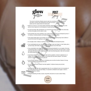 Spray Tan Client Care Card Template | Pre and Post Spray Tan ...