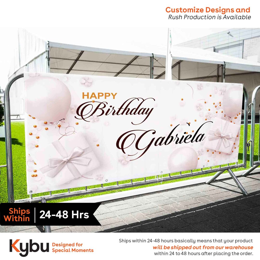 New Birthday Banner, Classy Name Banner, Vinyl Banner, Custom Vinyl ...