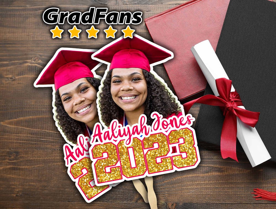 Graduation Fans, Gradfans, Head on a Stick, Custom Face Fans With ...