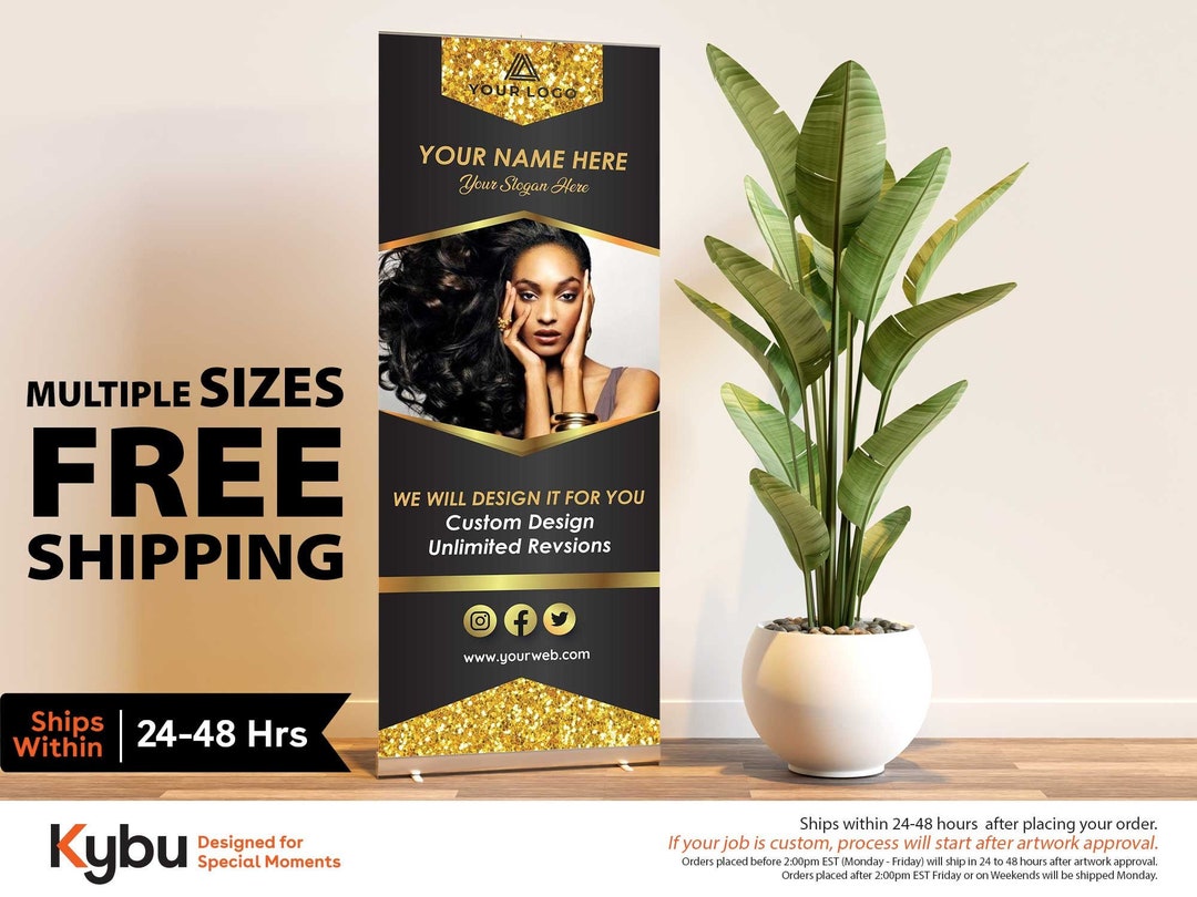 Custom Retractable Banner, Black and Gold Banners, Pop up Banner, Roll ...