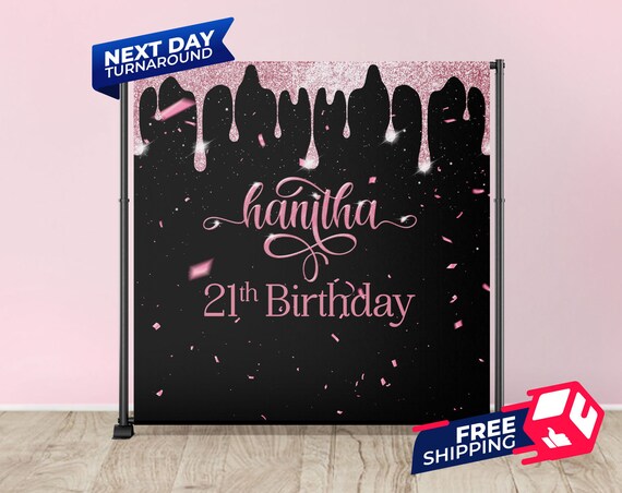 21st Birthday Backdrop Birthday Party Glam Glam Backdrop - Etsy