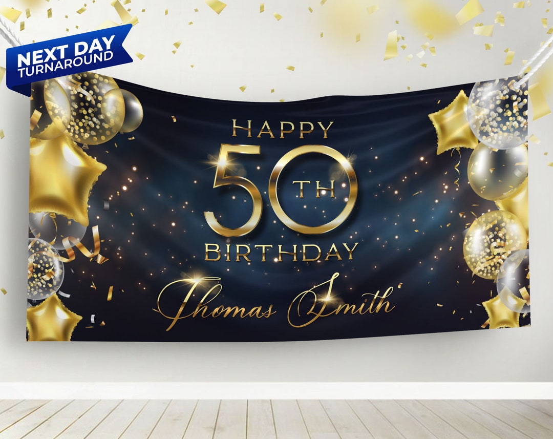 Birthday Banner, 50th Birthday Banner, Custom Vinyl Banner, Business ...