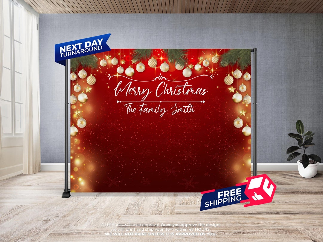 Christmas Family Party, Event Backdrop, End of the Year Backdrop ...