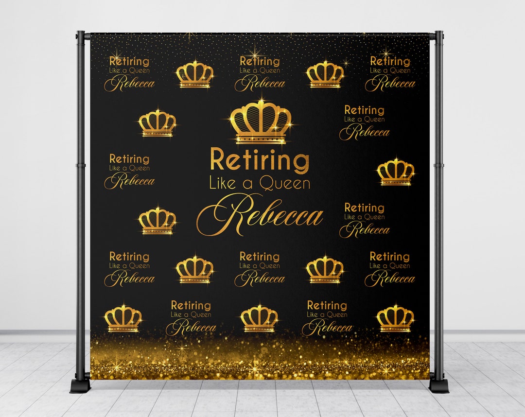 Retirement Backdrop Banner Gold Party, Glam Backdrop, Party Backdrop - Etsy